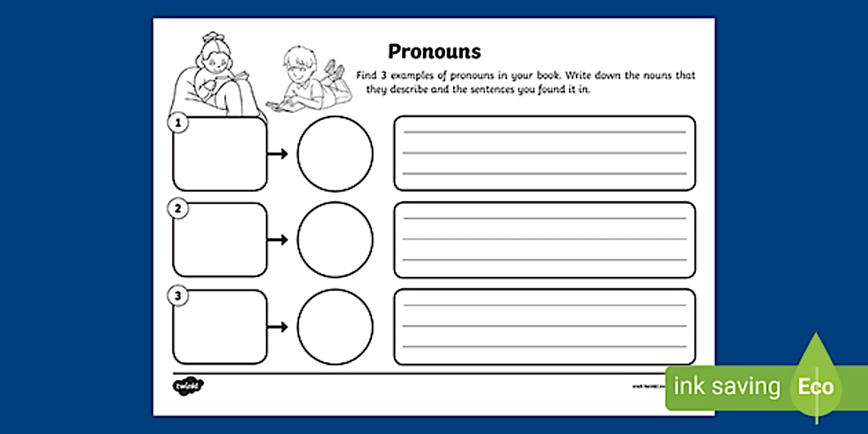 Editable Pronouns Comprehension Worksheet - Twinkl