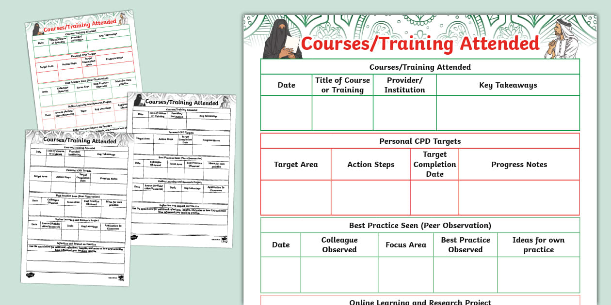 CPD Tracker | Twinkl Teachers | UAE | Teacher Printables