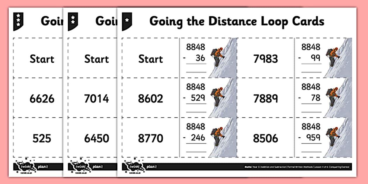 Year 5 Differentiated Subtraction Loop Cards (teacher made)