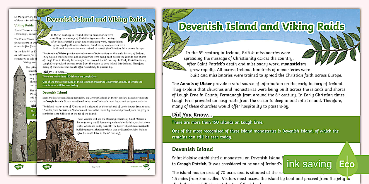 Devenish Island and Viking Raids Fact File (teacher made)