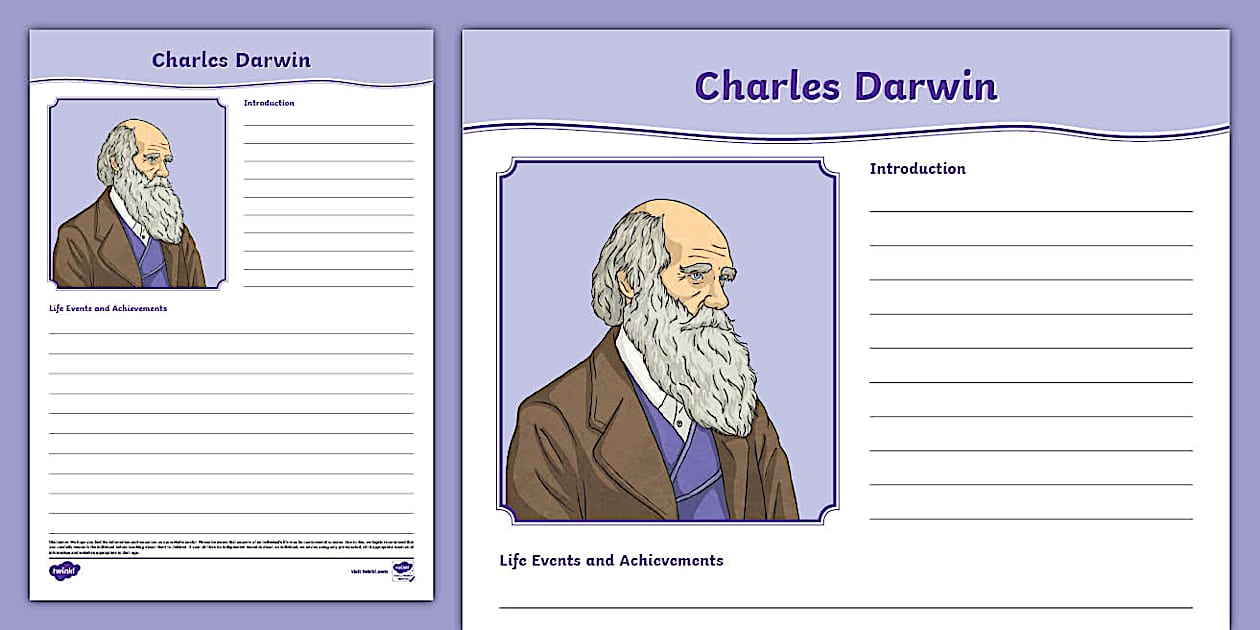 Charles Darwin Biography Template (teacher made) - Twinkl