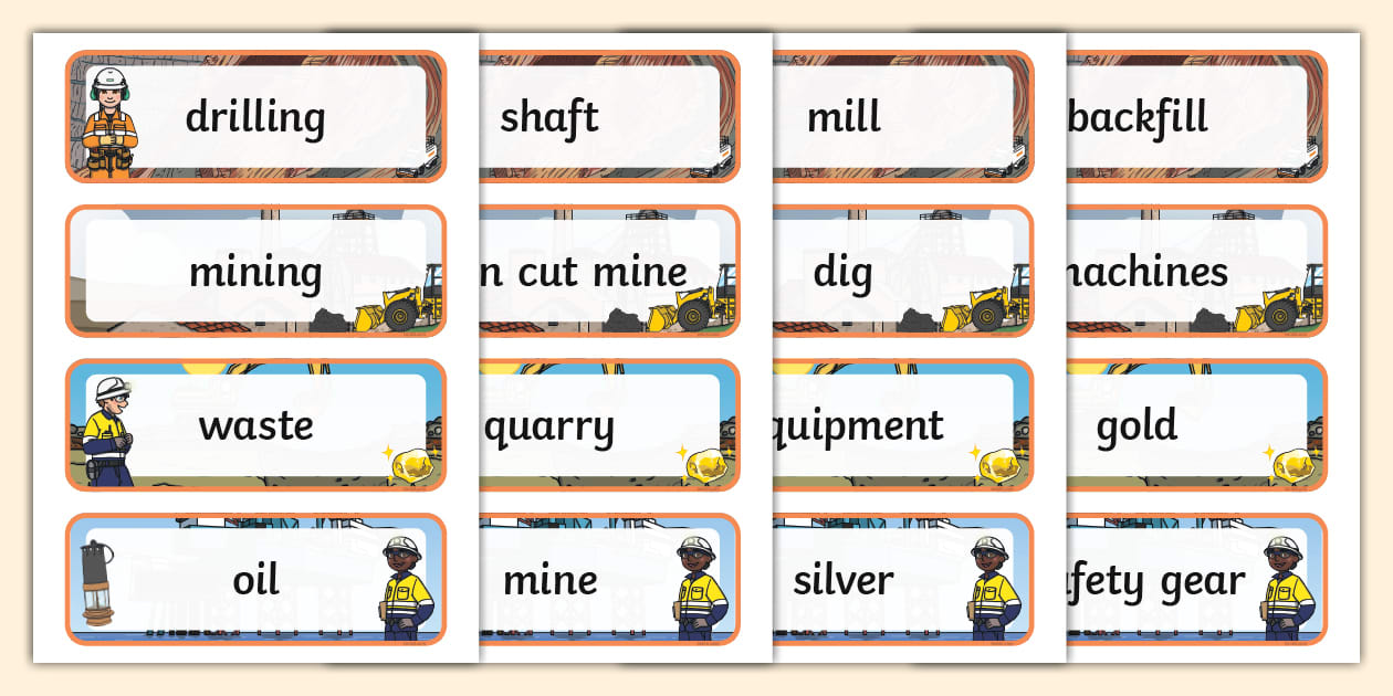 Mining In Australia Vocabulary Cards (teacher made) - Twinkl