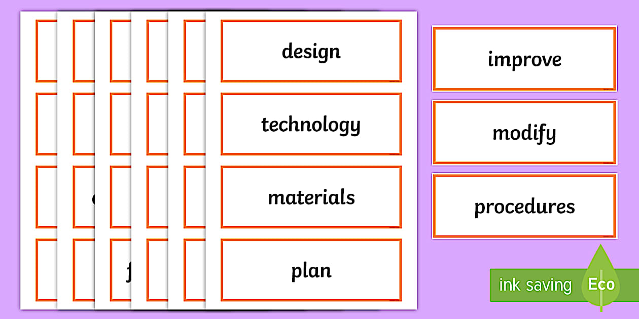 Black and White Design Technology Vocabulary Cards - Twinkl