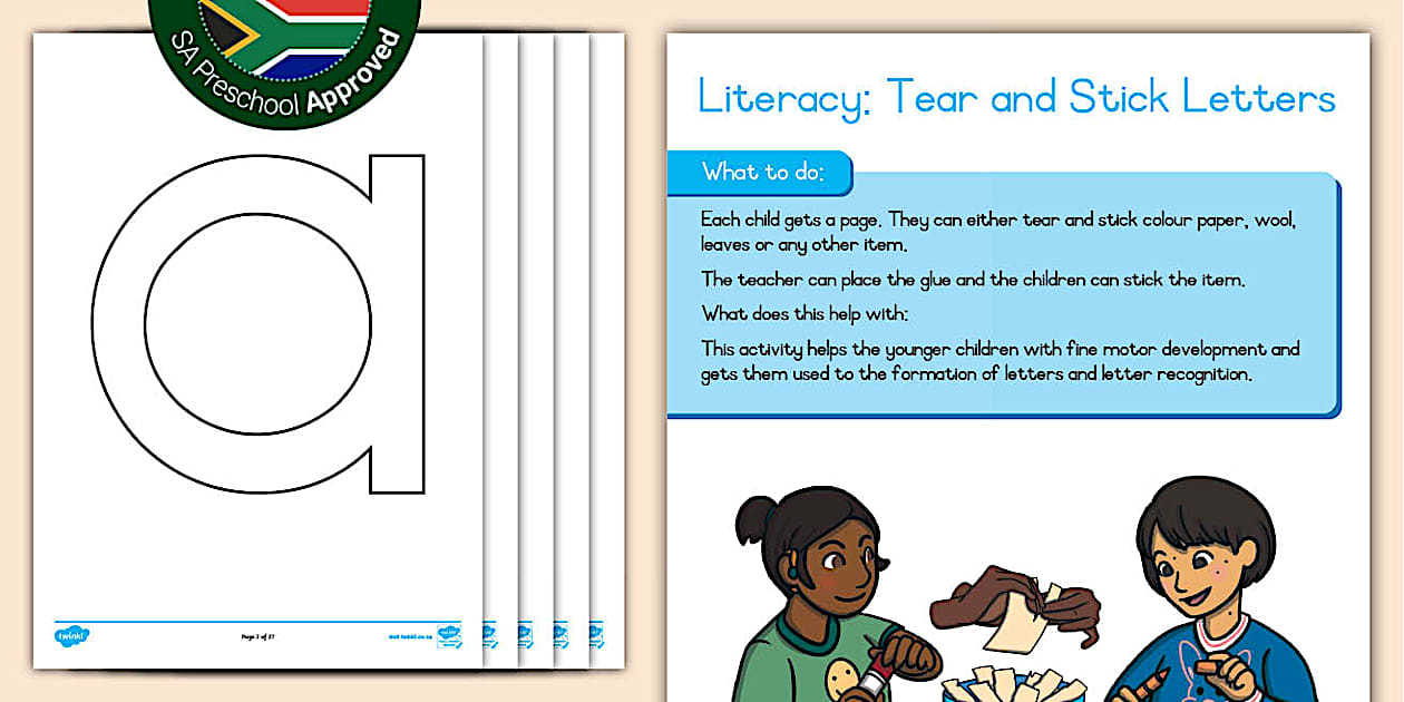 Preschool: Literacy: Letter Tear & Stick | Preschool