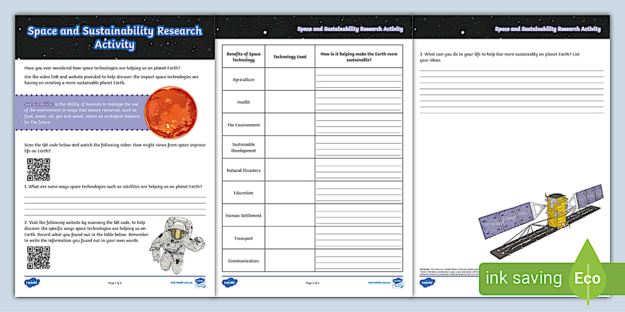 Space and Sustainability Research Activity (Teacher-Made)