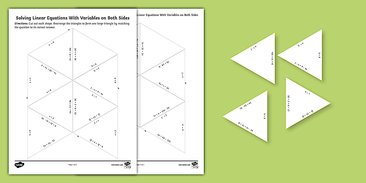 Solve Linear Equations With Variables on Both Sides Triangle