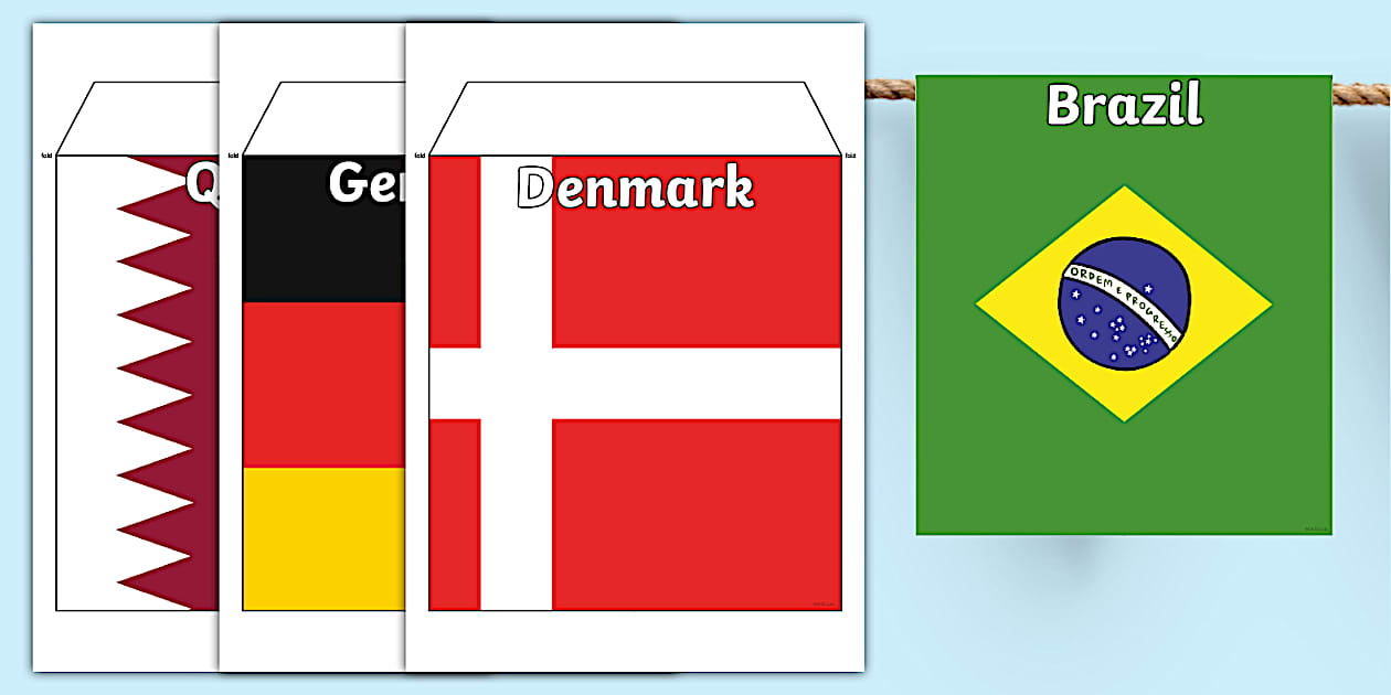2022 Men's World Cup A4 Flag Bunting 32 Countries