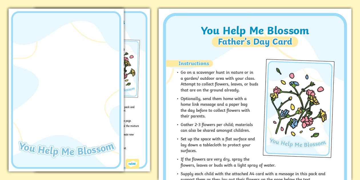 You Help Me Blossom Father's Day Card (teacher made)