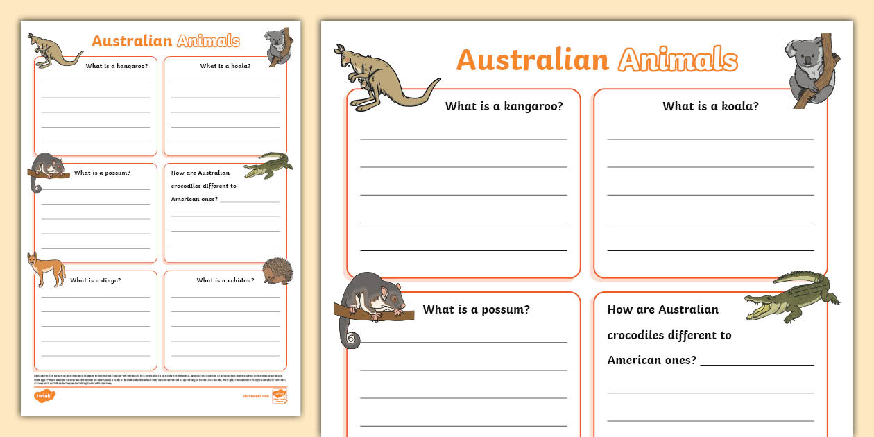 Australian Animals Fact File Template,Australian Animals