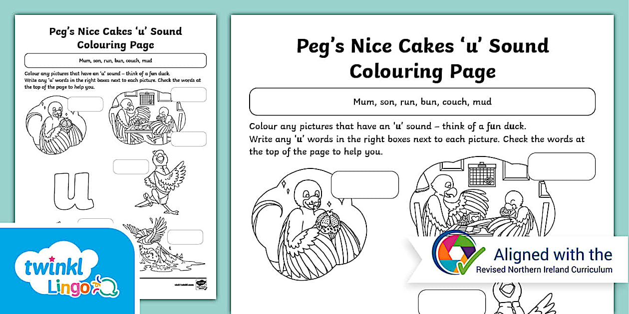 Pat and His Mum 'u' Sound Colouring Page (teacher made)