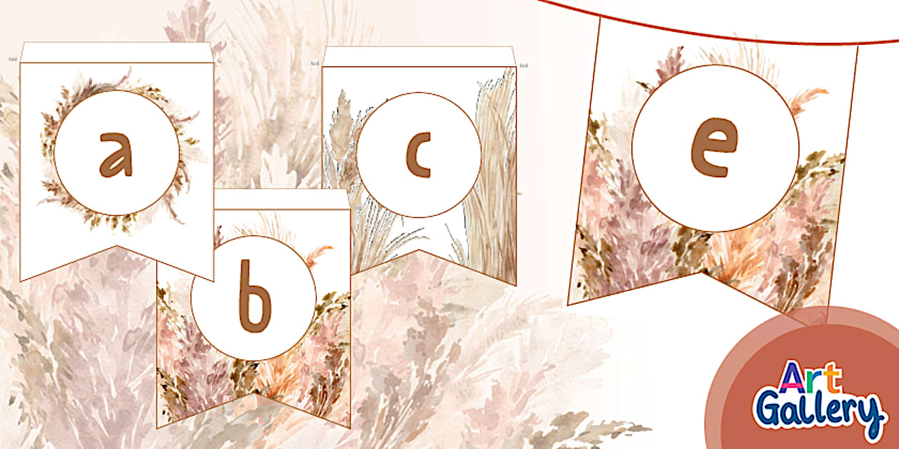 Boho Neutral Lowercase A-Z Display Bunting (teacher made)