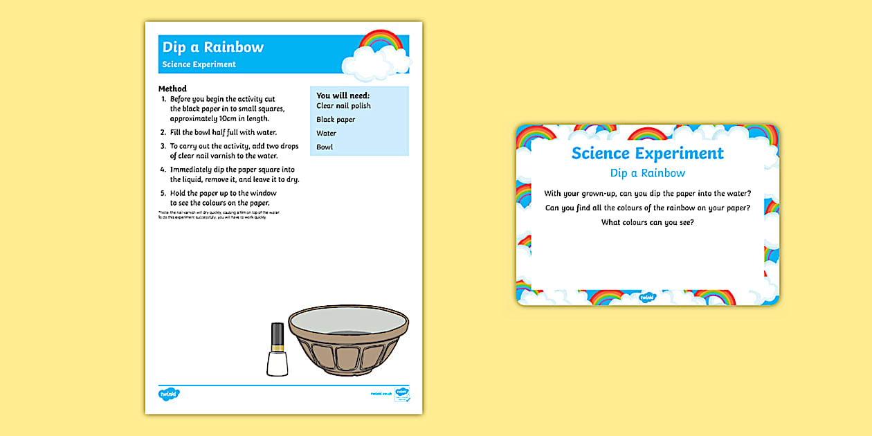 EYFS Dip a Rainbow Science Experiment and Prompt Card Pack