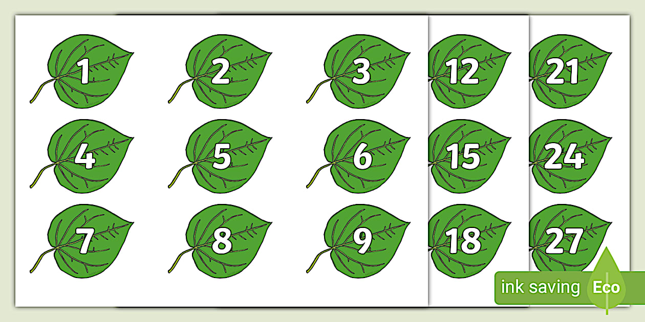 Numbers 0-100 on Spring Leaves Display Posters - Numbers 0-100 on Spring