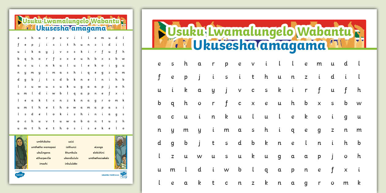 Usuku Lwamalungelo Wabantu: Ukusesha amagama (teacher made)