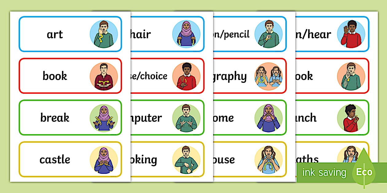 British Sign Language (BSL) Classroom Signs and Labels