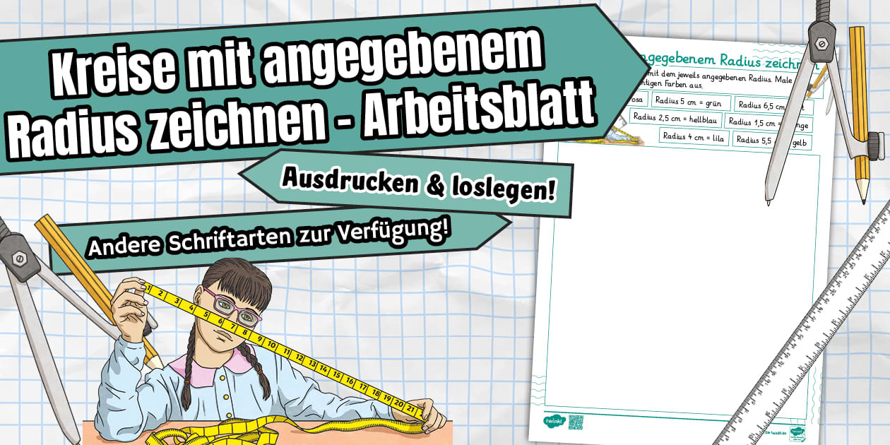 Kreise mit angegebenem Radius zeichnen - Arbeitsblatt