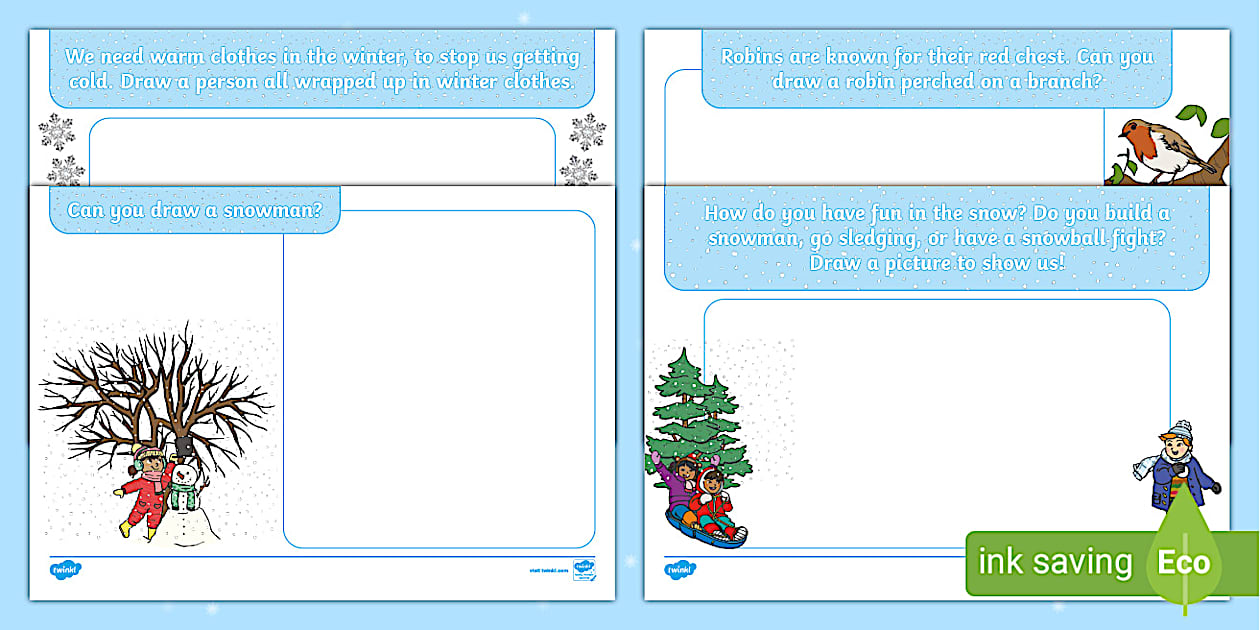 Free Winter Drawing Prompts Activity for Kids: Download Here