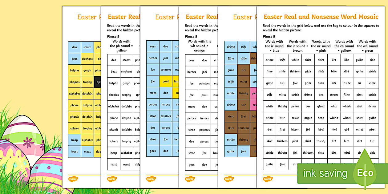 Easter Phonics Phase 5 Mosaic Worksheet / Worksheet - Twinkl