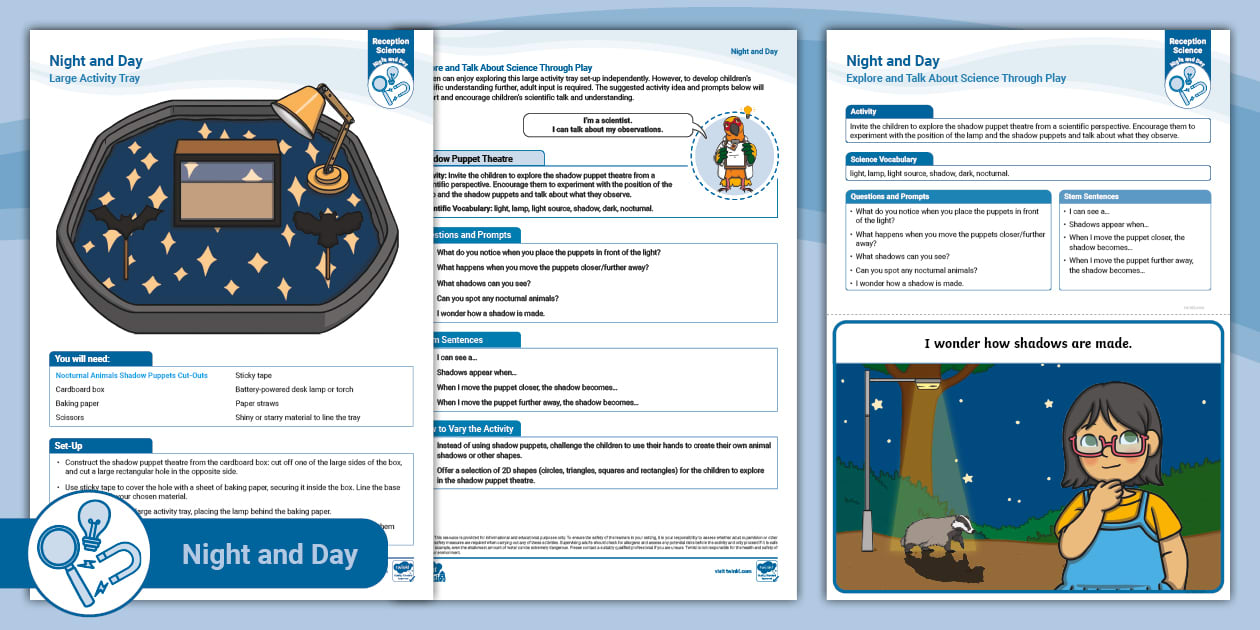 EYFS Science Night & Day Large Activity Tray:Shadow Puppets
