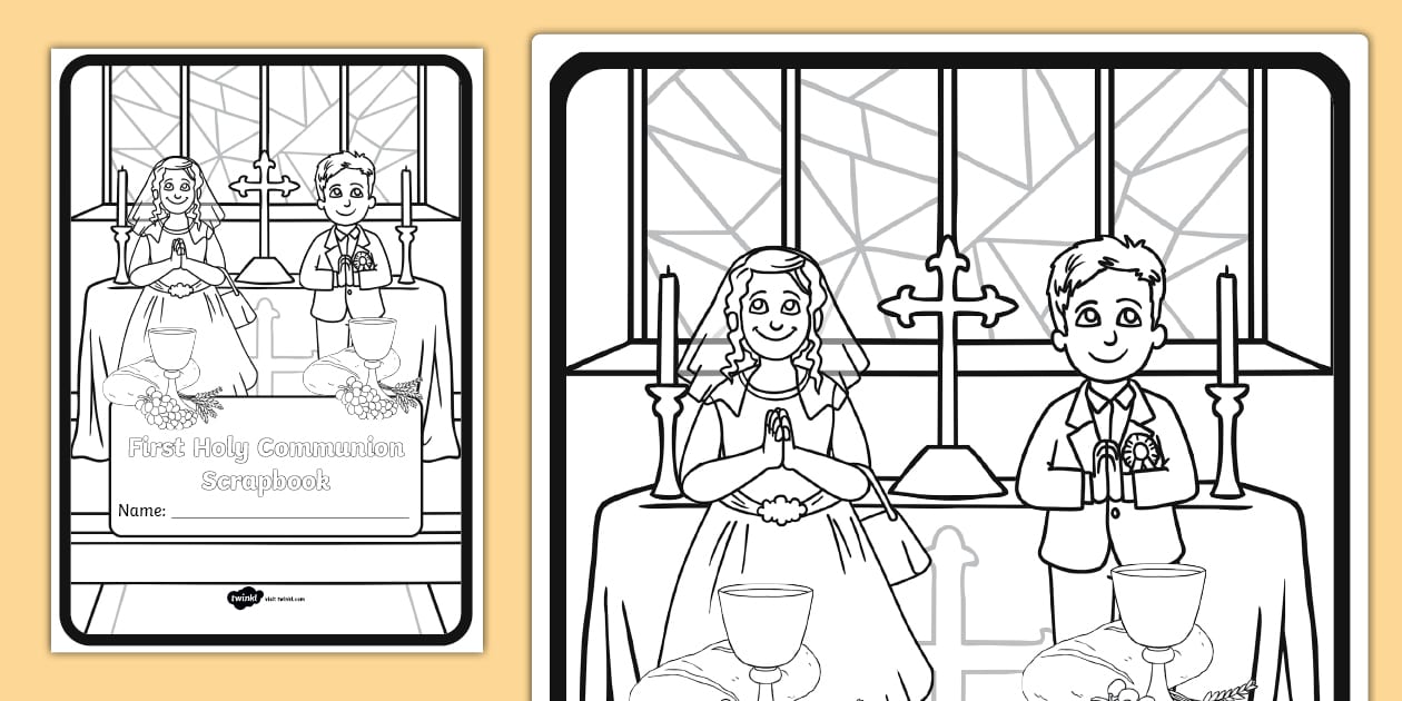 My First Holy Communion Scrapbook Cover Colouring Page