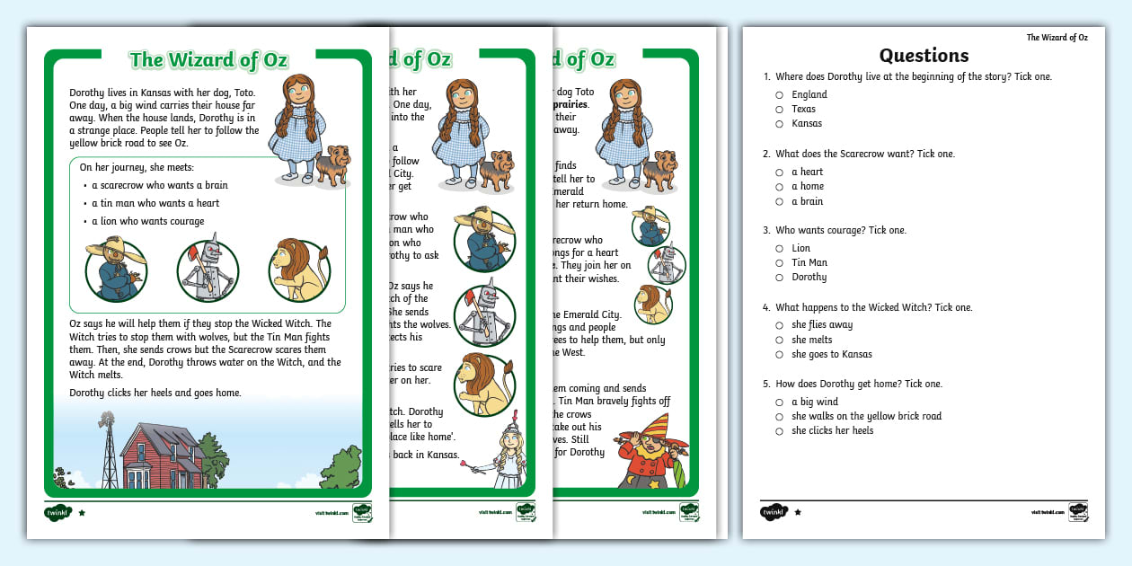 KS1 Wizard of Oz Differentiated Reading Comprehension
