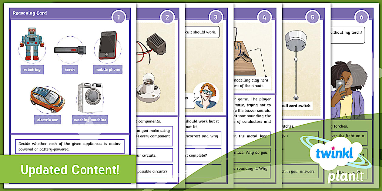 Science: Electricity: Year 4 Reasoning Cards (teacher made)