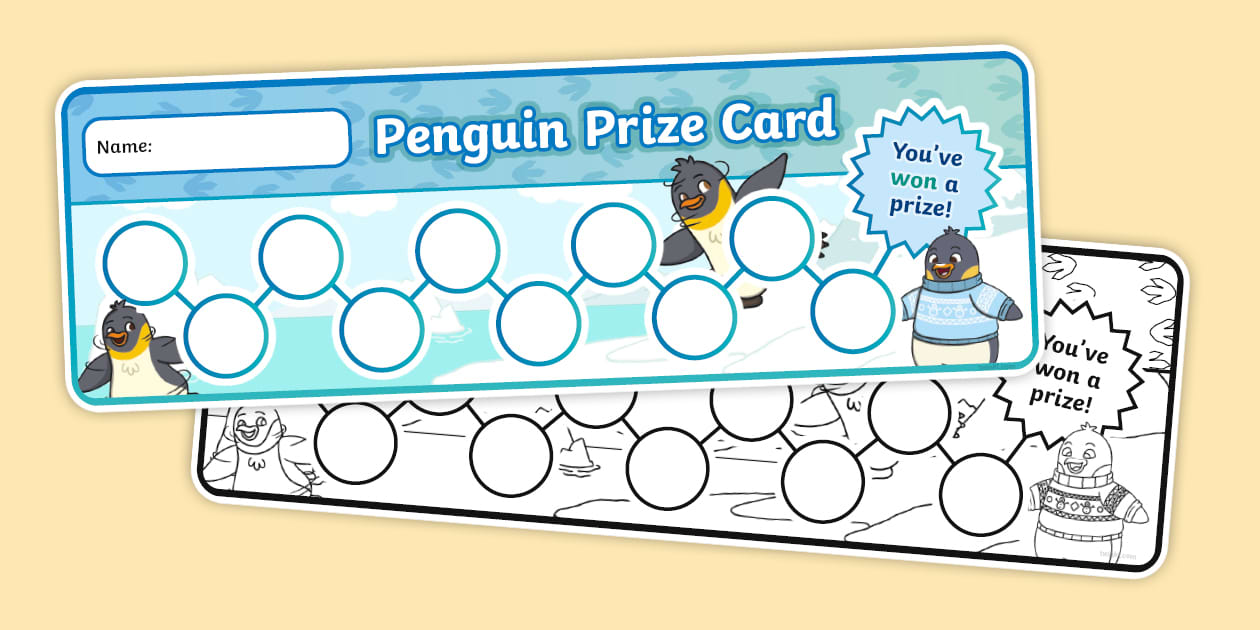 Penguin-Themed Prize Reward Cards (Hecho por educadores)