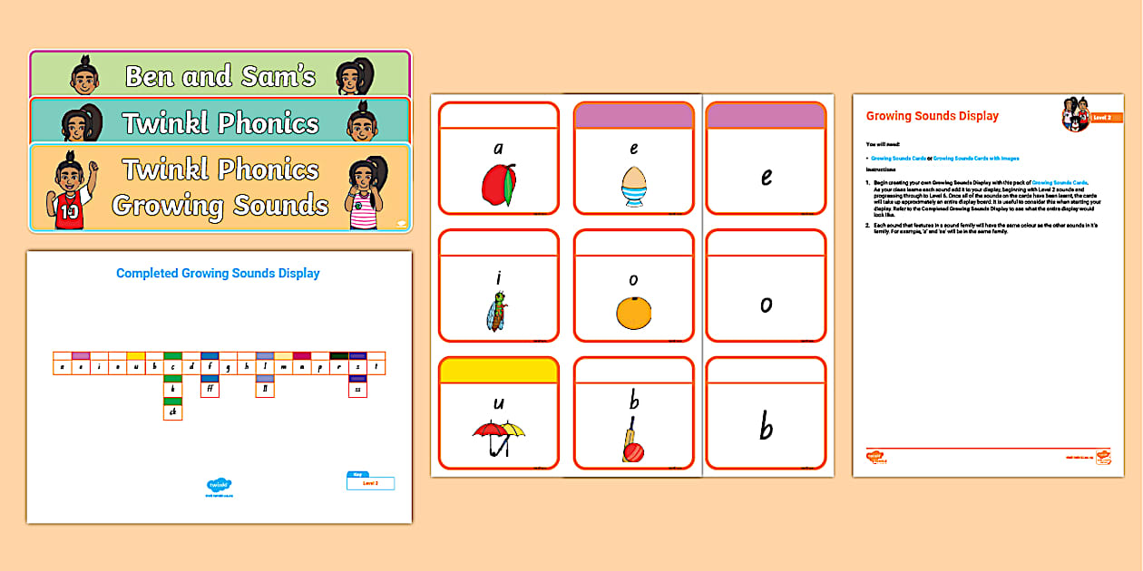 Twinkl Phonics Level 2 - Growing Sounds Display - Twinkl