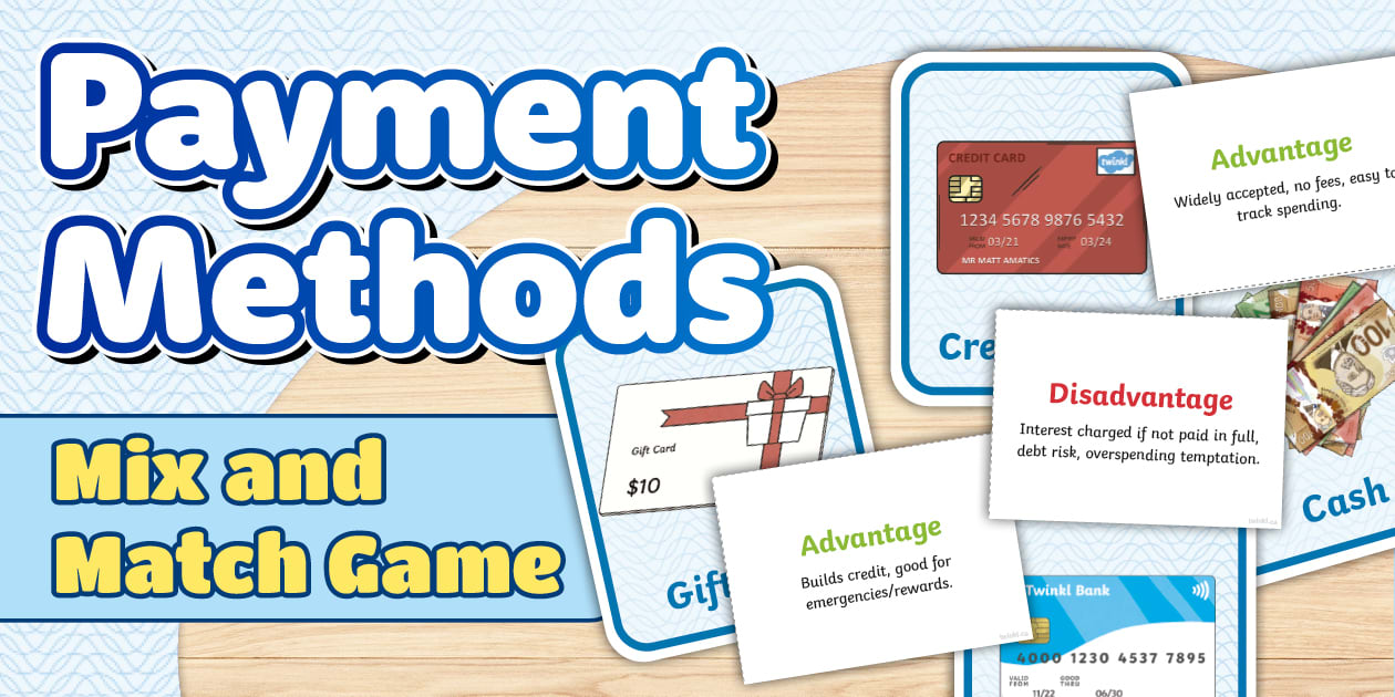 Payment Methods Mix and Match Game