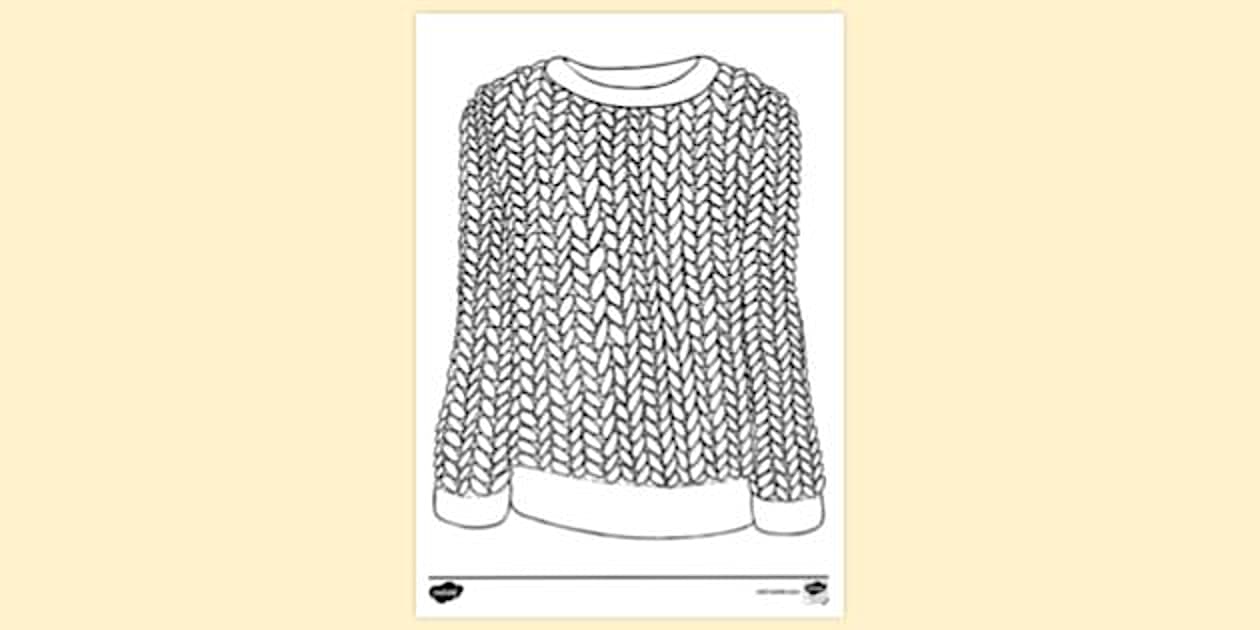 Knitted Jumper Colouring Sheet | Colouring Sheets - Twinkl
