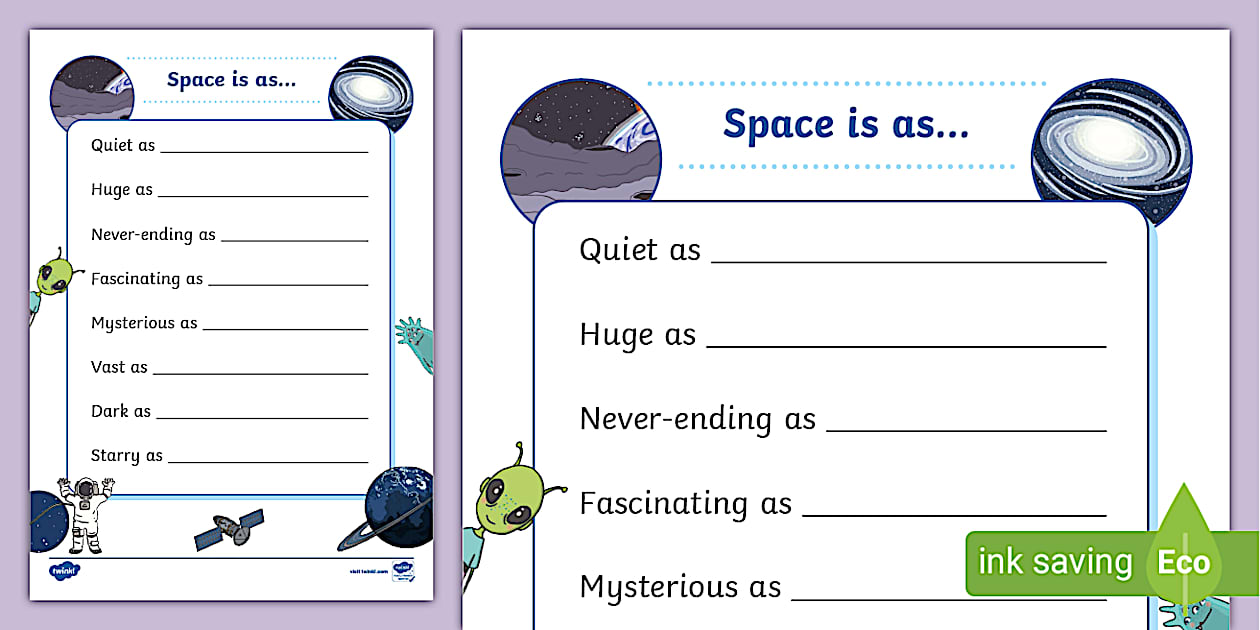 Space Simile Poem Template,space poem