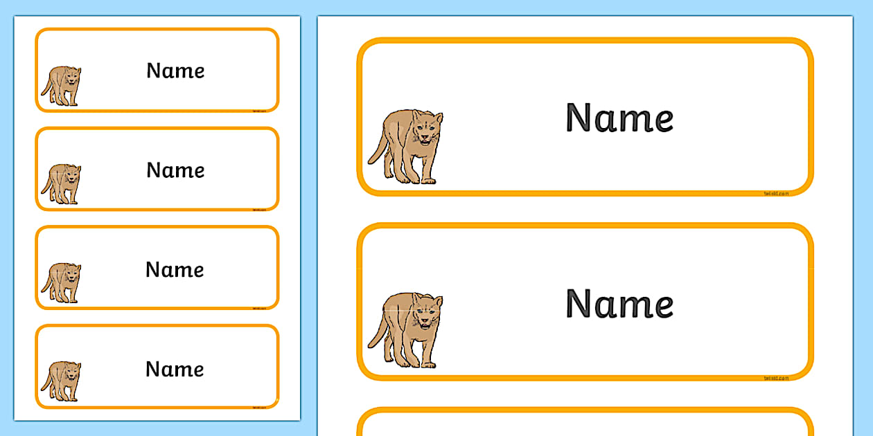 Puma Themed Editable Drawer-Peg-Name Labels (Blank) - Twinkl