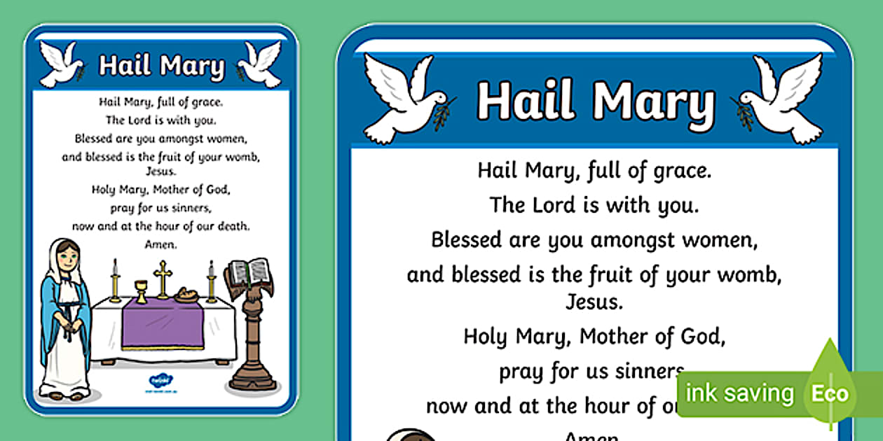 Hail Mary Prayer PDF Display Poster - Twinkl - Catholic