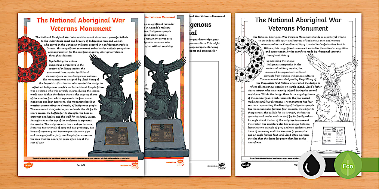 Indigenous Veterans Monument | Comprehension | Twinkl CA