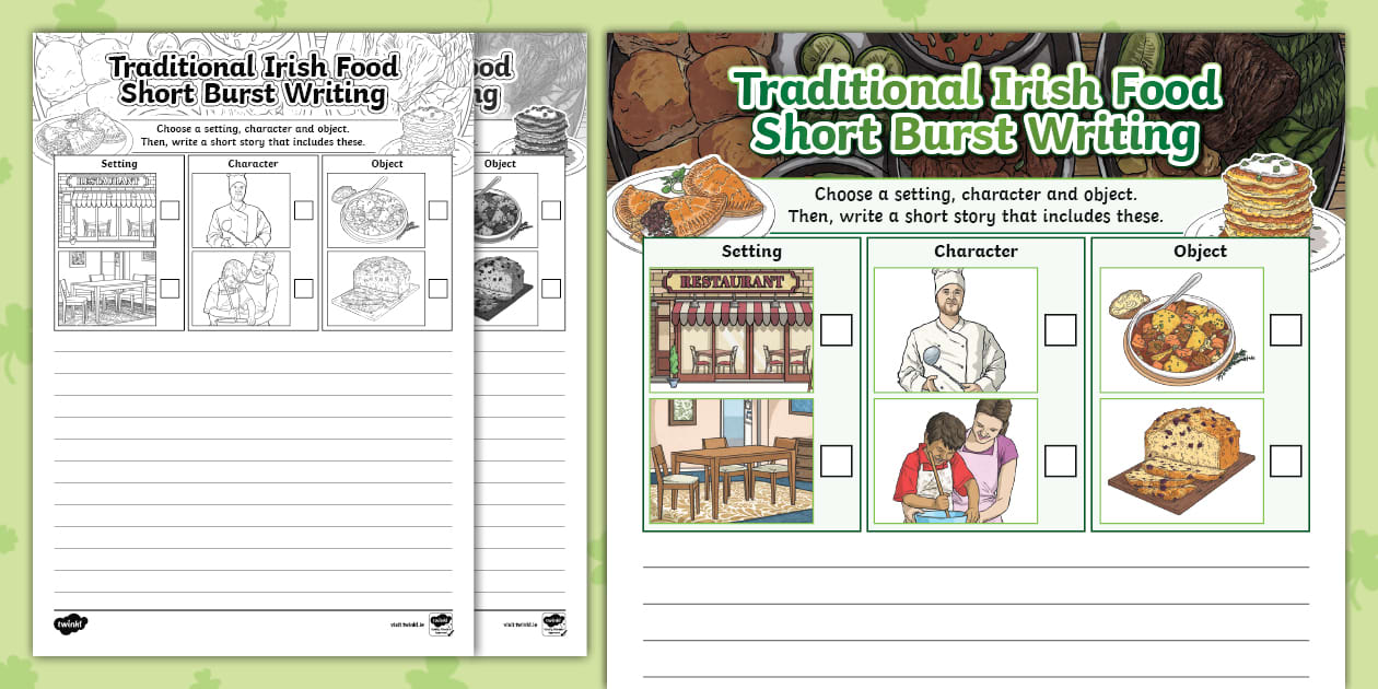 Traditional Irish Food Short Burst Writing Template - Twinkl
