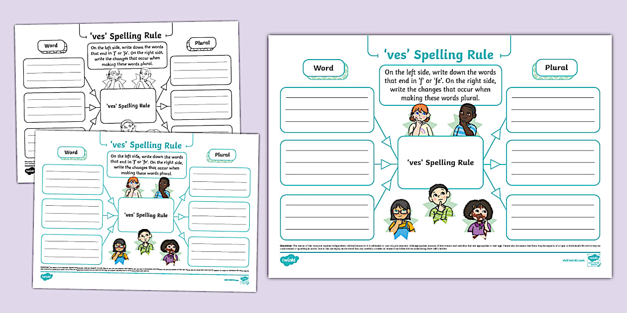 'ves' Spelling Rule Cause and Effect Mind Map (teacher made)