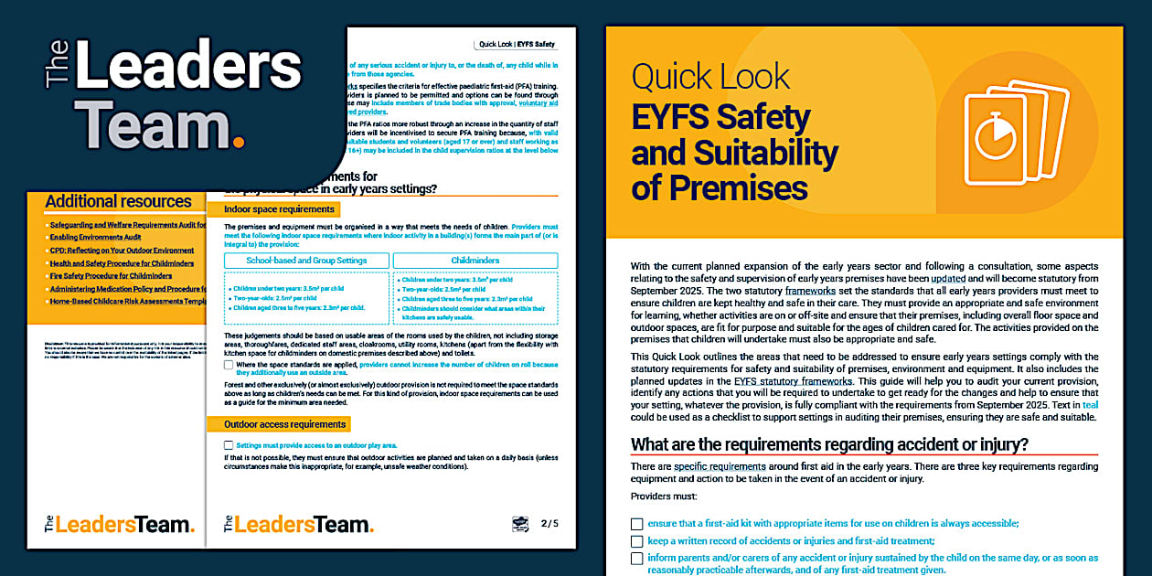 EYFS Premises Safety Quick Guide (teacher made) - Twinkl