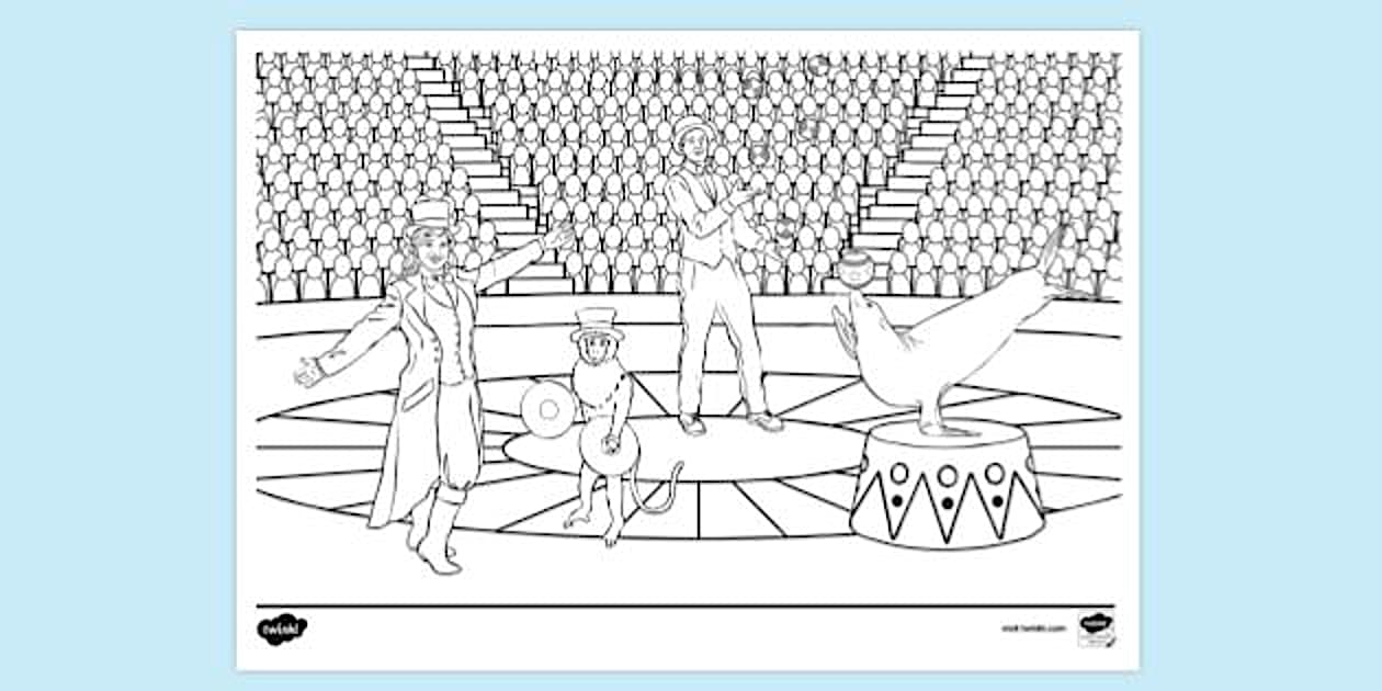 Circus Ringmaster with Animals Colouring | Colouring Sheets