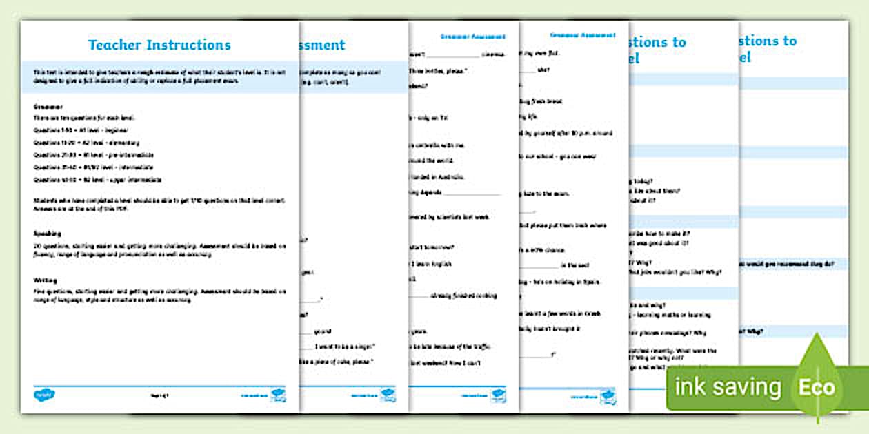 👉 English Language Levelling Test (teacher made) - Twinkl