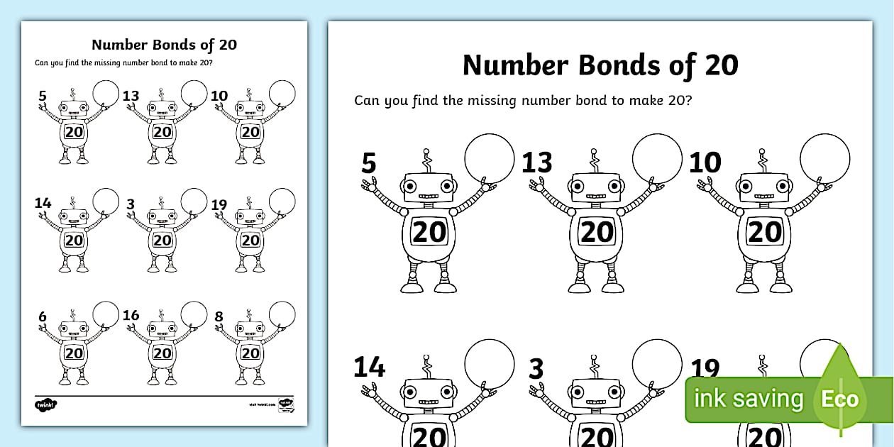 Editable Number Bonds to 20 Activity (teacher made) - Twinkl