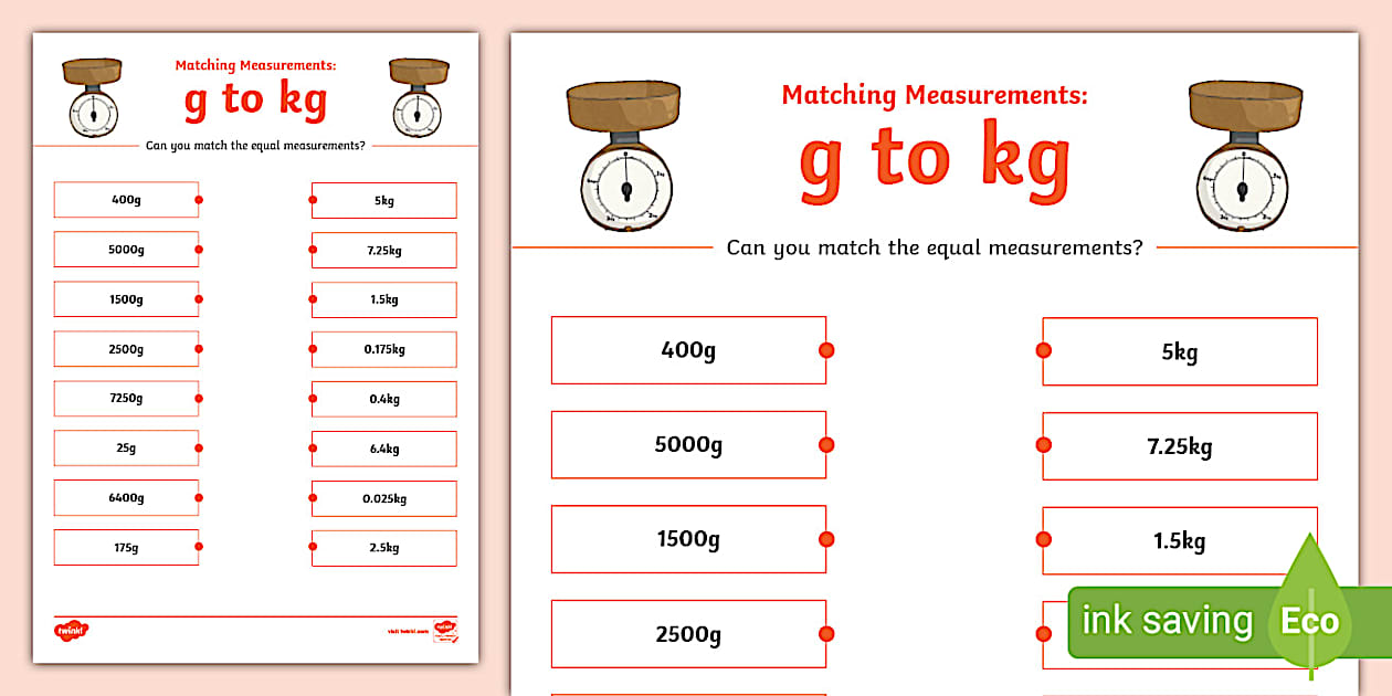 👉 Matching Measurements: g to kg (teacher made) - Twinkl 👉 Matching Measurements: g to kg (teacher made) - Twinkl