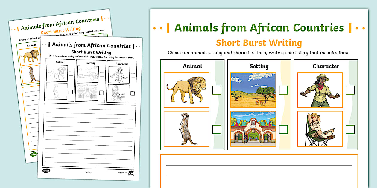 Animals from African Countries Short Burst Writing Template
