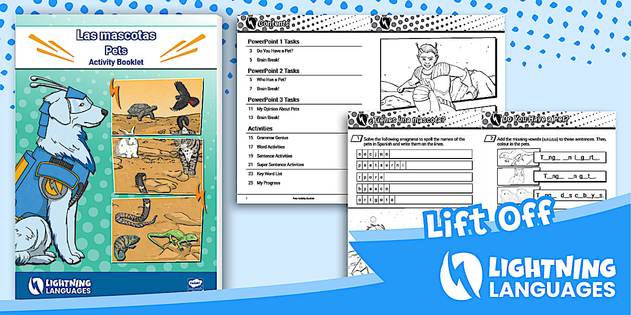 👉 Lightning Languages | Spanish | Lift Off | Pets Activity Booklet