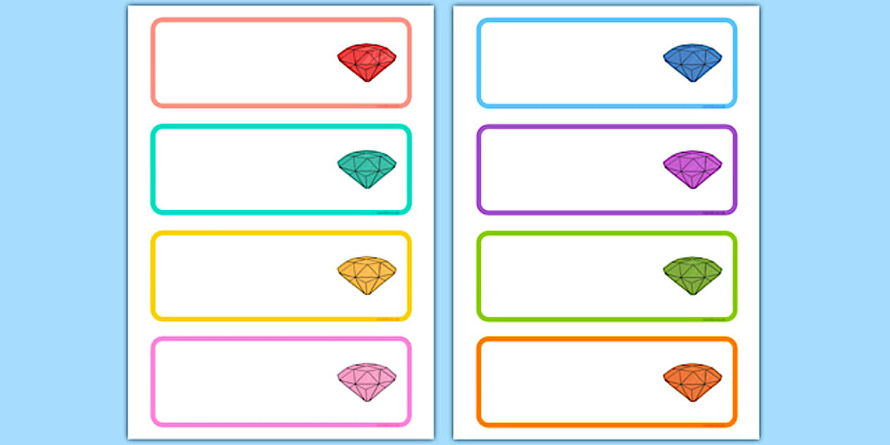 Gemstone Themed Editable Drawer Peg Name Labels - Twinkl