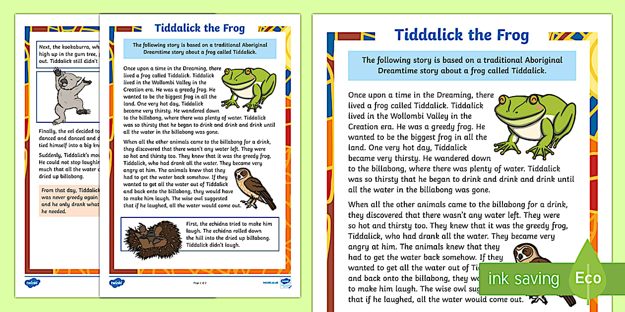 TAS Tiddalick the Frog Story (l'enseignant a fait) - Twinkl