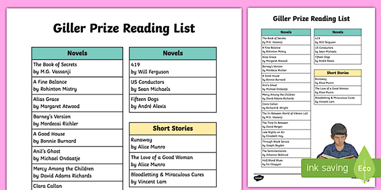 Black and White Giller Prize Book List (l'enseignant a fait)
