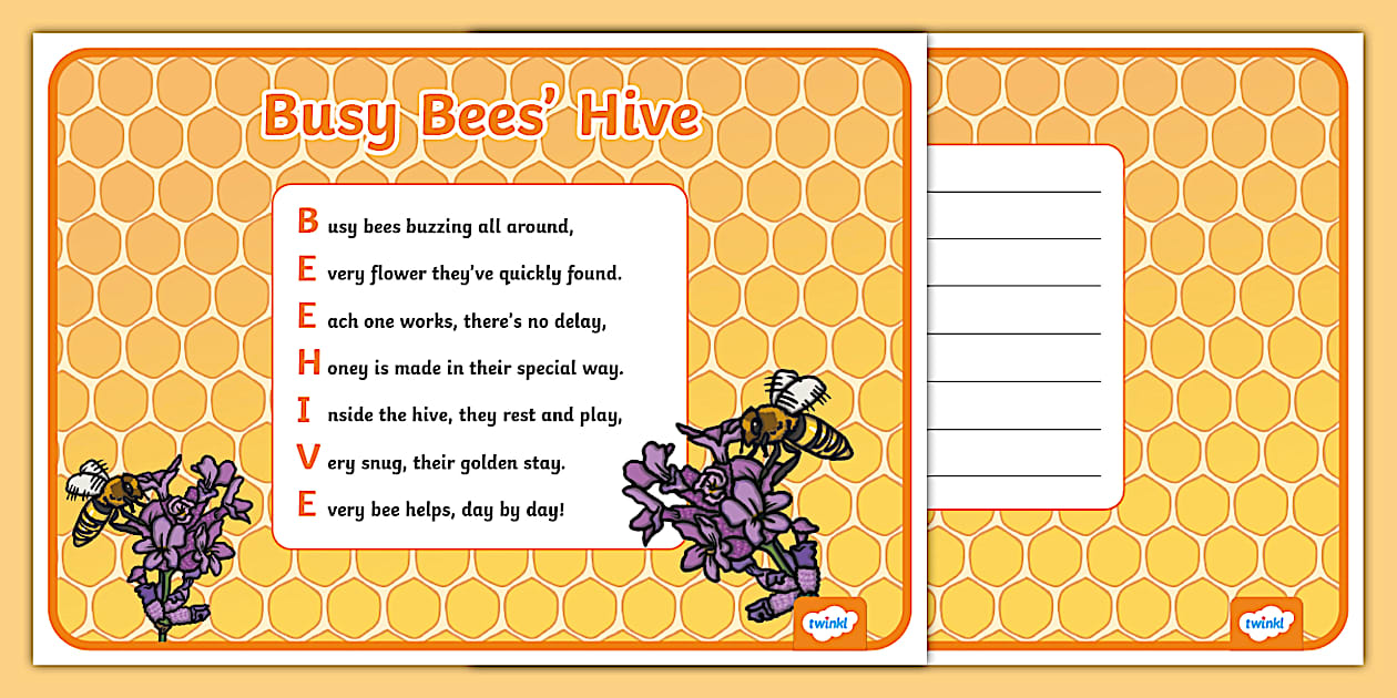 Beehive Acrostic Poem Example and Template (teacher made)