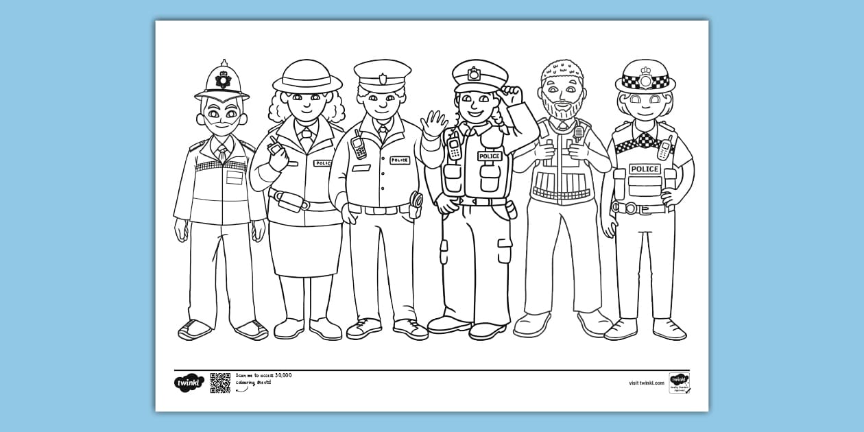 Police Officers Colouring Page (teacher made) - Twinkl