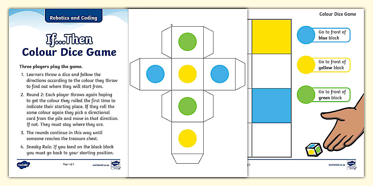 Robotics and Coding - The Colour Dice Game (teacher made)