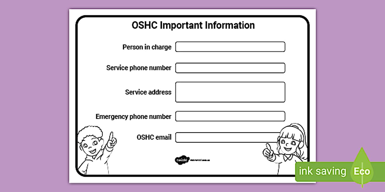 OSHC Important Information Display Poster (teacher made)